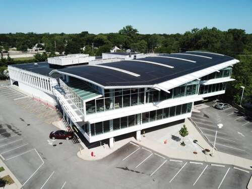The Northbrook library at 65 feet