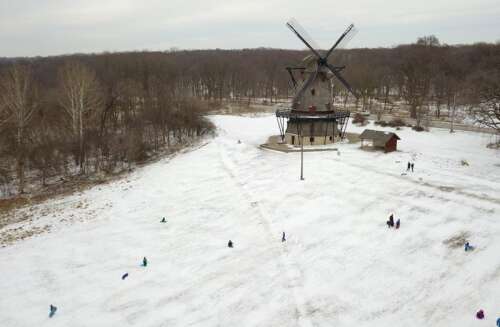 Suburban Skyview: Fabyan Windmill provides iconic setting for sledding