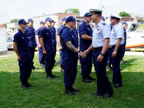 Lake Michigan Coast Guard exiting commander honored