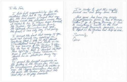 Column: Best thing about A-Rod apology is it was in cursive