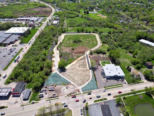 Work continues on nature trail project in Grayslake across from Dog N Suds