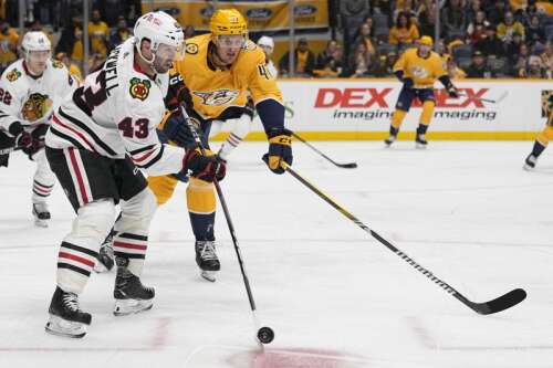 Predators blank Blackhawks 3-0 behind Nyquist, O'Reilly, Saros