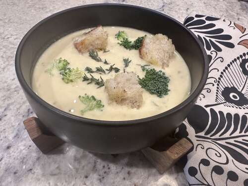 Creamy broccoli cauliflower cheddar soup a cozy antidote to winter