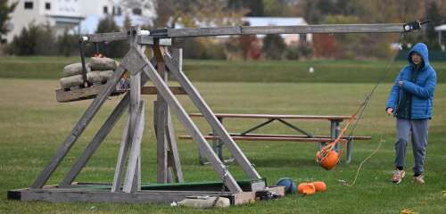 A smashing time: Flying pumpkins add excitement to collection event