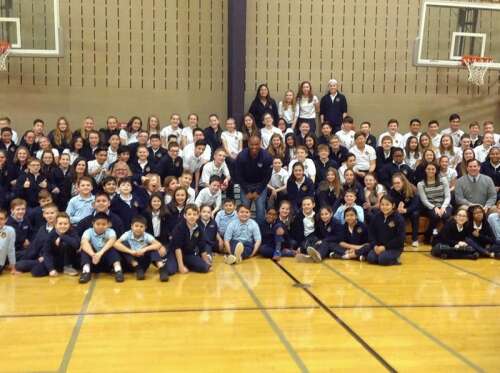 Jarrett Payton visits St. Hubert School with words of wisdom for students