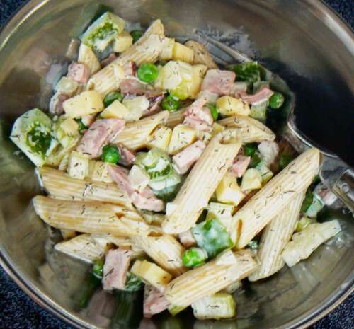 Chef’s trick cuts the mayo — and fat — in summer ham and pasta salad