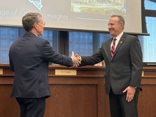 New Arlington Heights mayor sworn in, meets with Bears president on ...