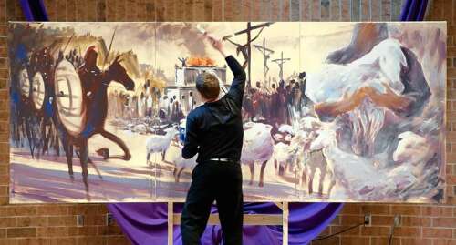 Pastor to paint murals at church services Sunday