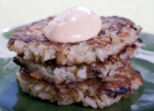 Pan-fried Shrimp and Caramelized Scallion Rice Cakes