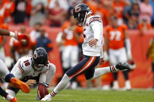 Bears kicker Eddy Pineiro questionable with knee injury.