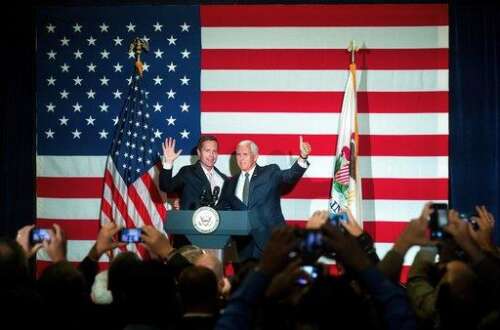 Pence campaigns for Rep. Rodney Davis in Springfield