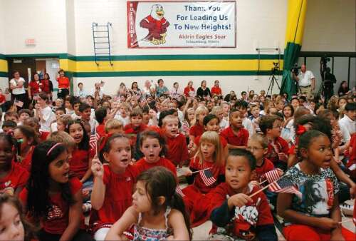 Aldrin visits Schaumburg students at namesake school