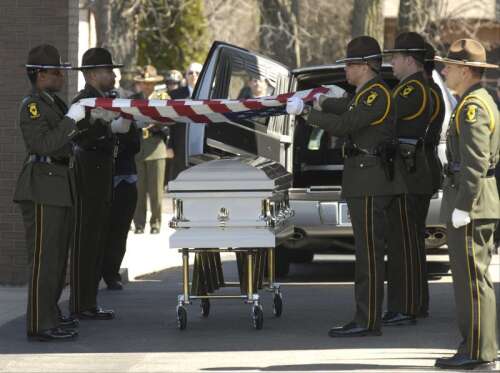 Funeral for state trooper packed by police from across the state