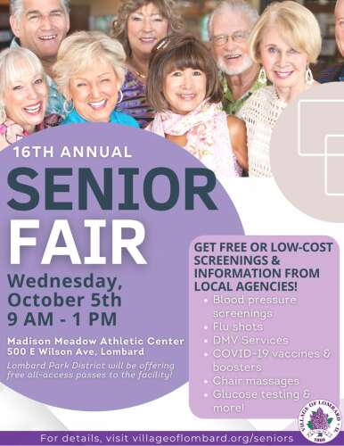 Village of Lombard to host 16th annual Senior Fair Oct. 5