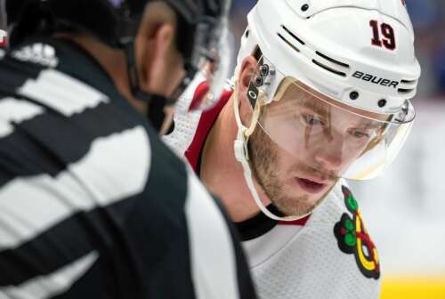 Toews is still looking for his first goal and it's having a ripple ...