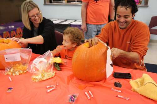 Make the cut during Family Pumpkin Carving