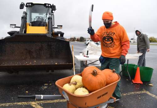 A smashing time: Flying pumpkins add excitement to collection event